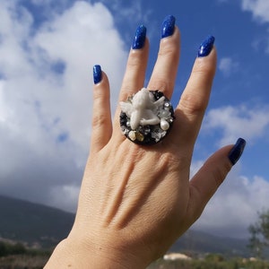 Cherub Angel Ring, Baroque, Adjustable Ring Base, Gold Plated, Resin ...