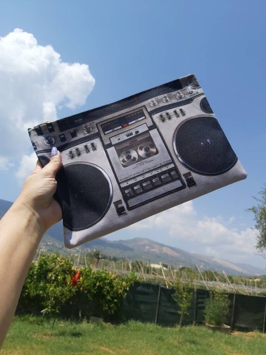 Boombox Radio Purse Clutch Art Print Bag, Vintage Radio, Boombox ...