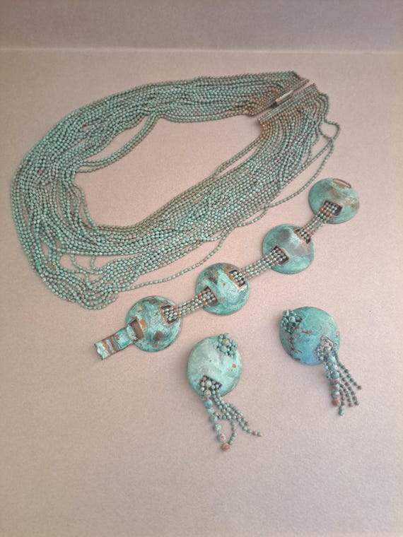 1980's Laura Vogel Copper Look Ball Chain Necklace Br… - Gem