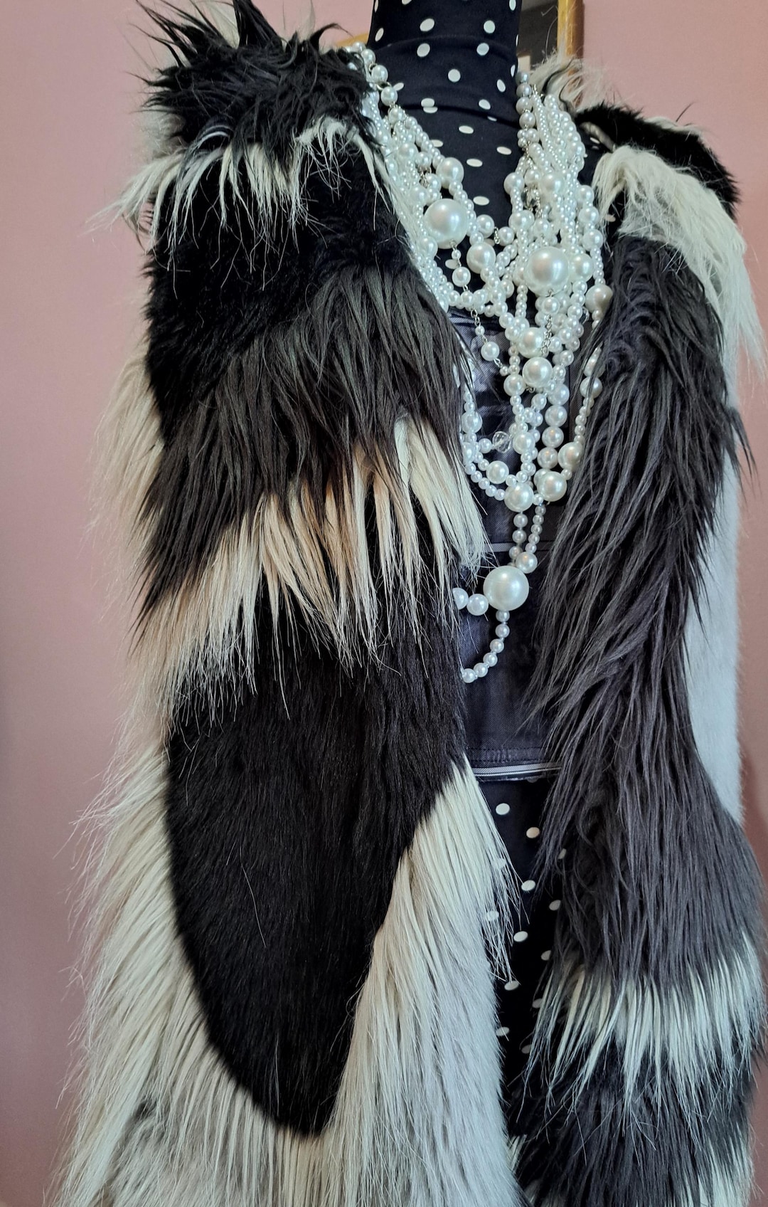 Shaggy Tri Colored Long Haired Vest Faux Fur Faux Chinchilla Gillet Y2K ...