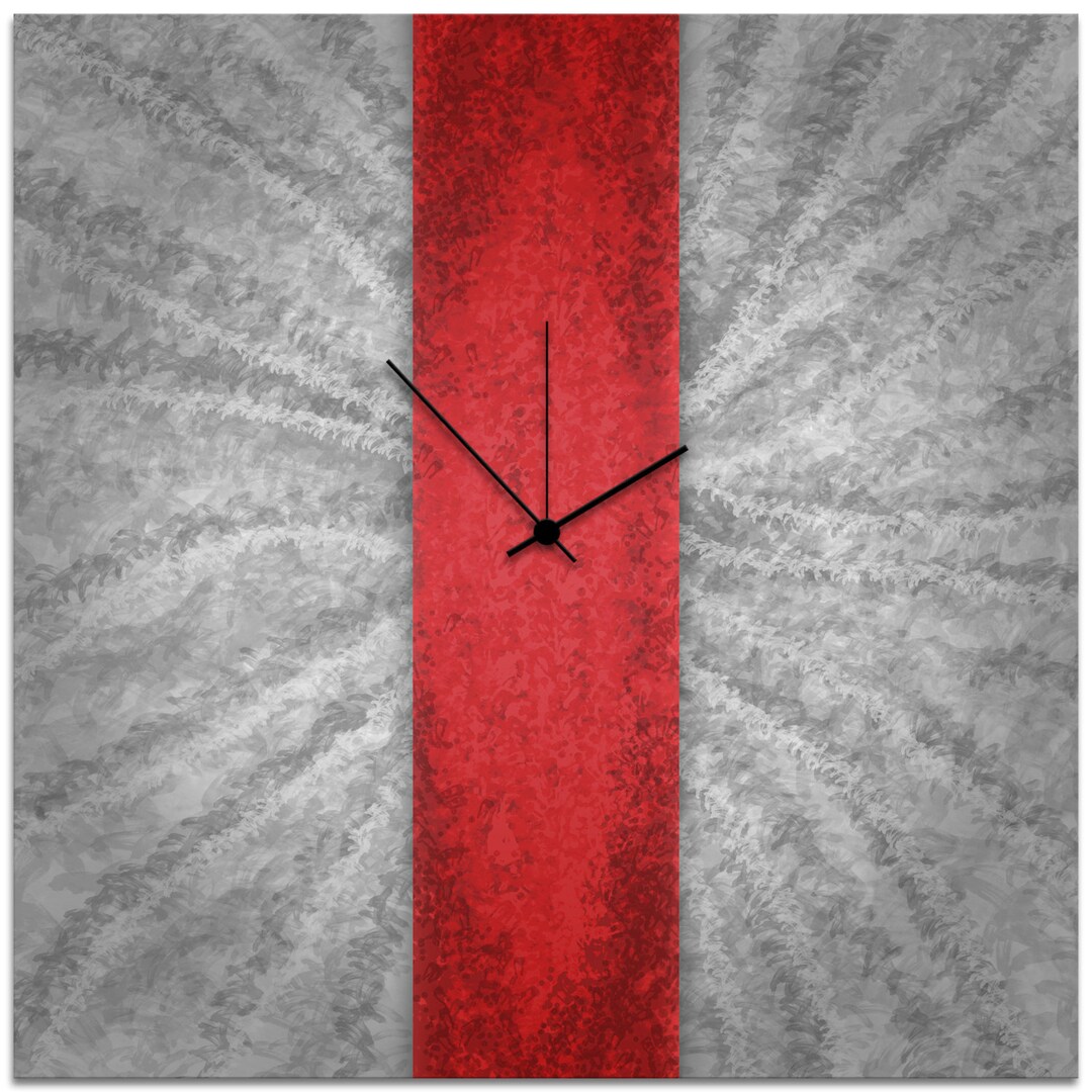 Red Wall Clock Grey/red Decor 'red Stripe Clock' - Etsy
