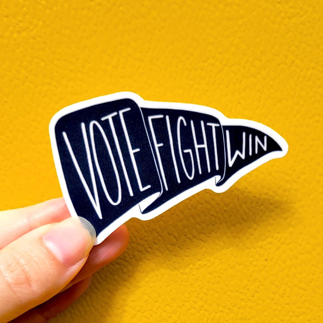 Vote Fight Win Pennant Flag Vinyl Sticker, 3", Waterproof Water Bottle ...
