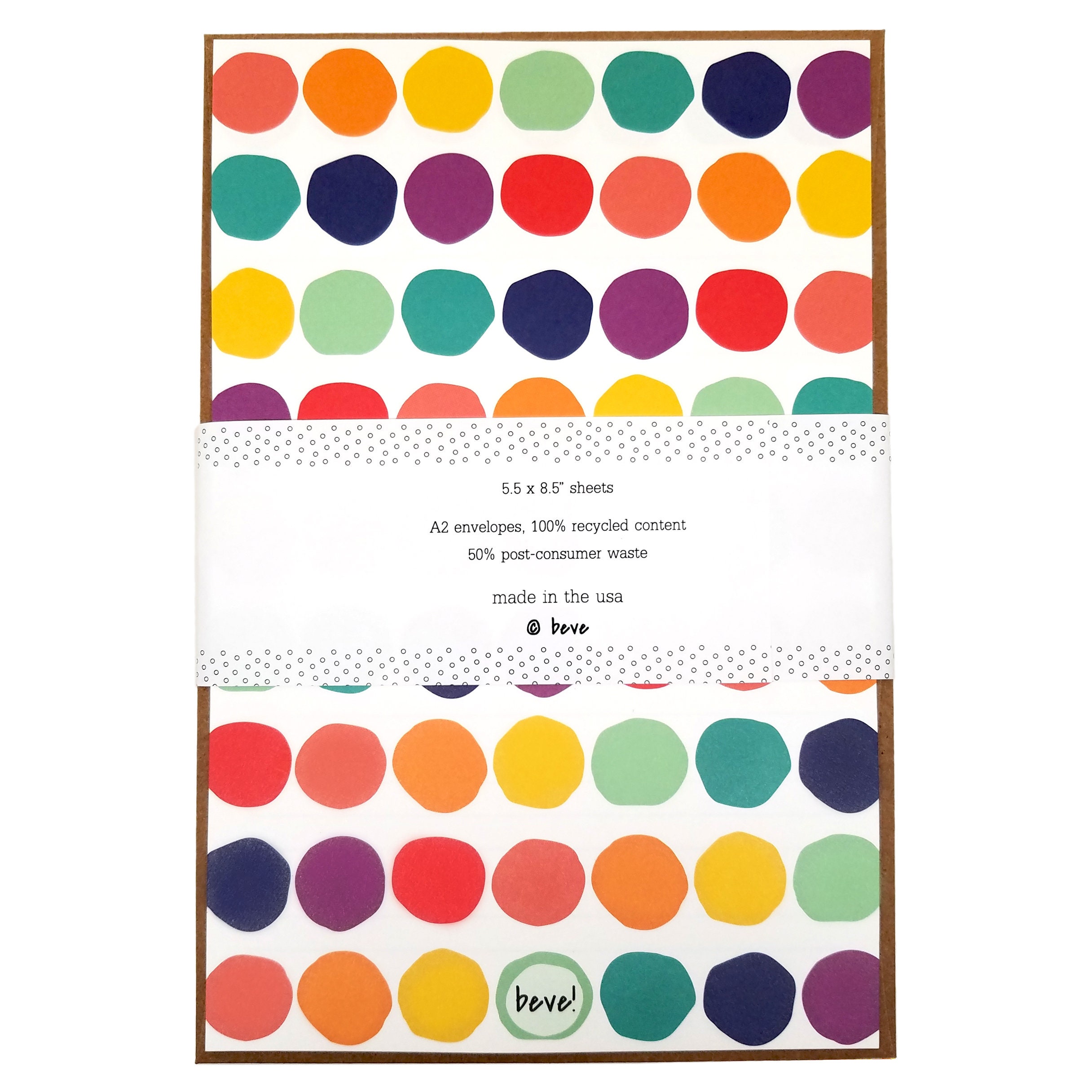 Stationery Set in Rainbow - Rainbow Dot Letter Writing Set - Stationery ...