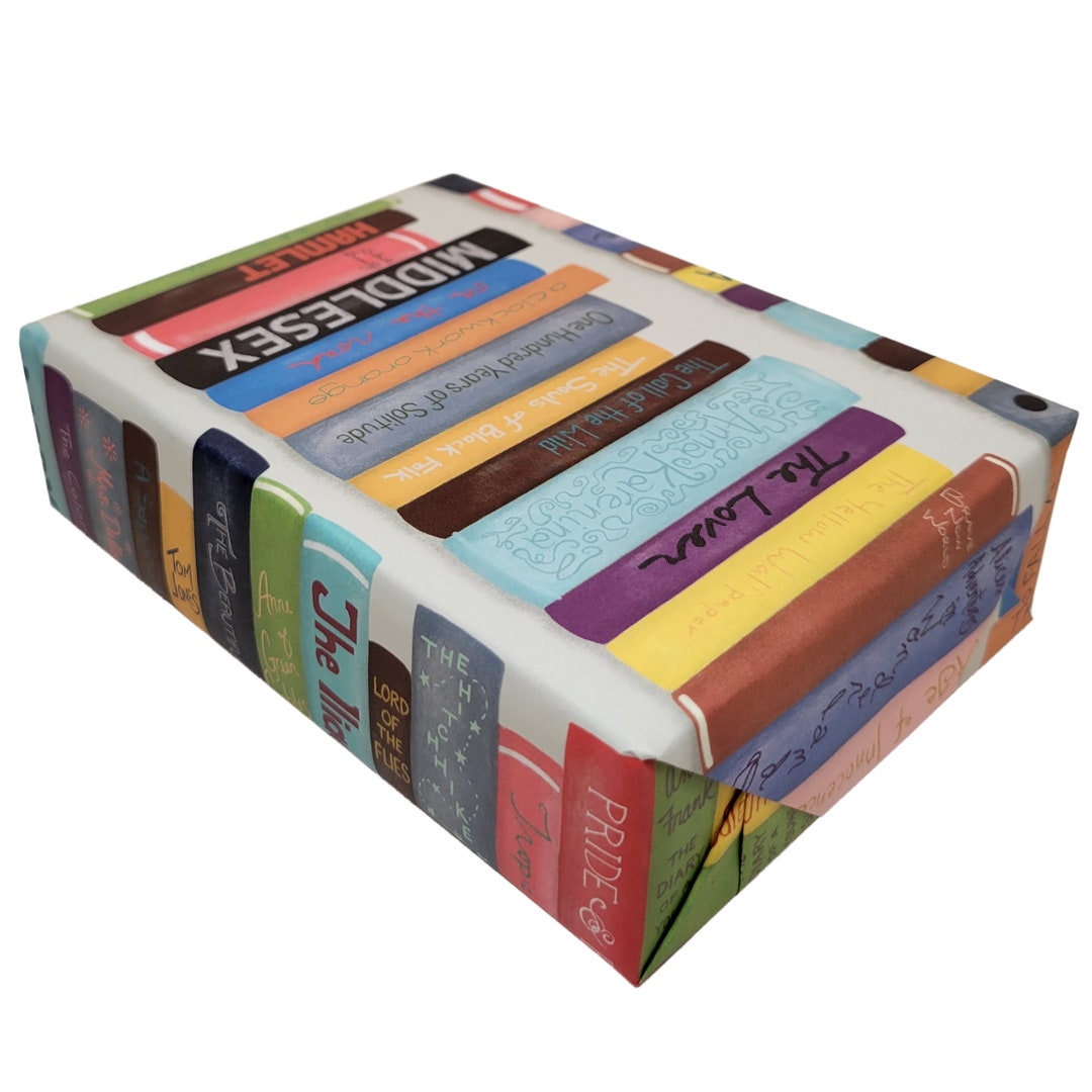 Bookshelf Gift Wrapping Paper, Detailed Book Spines, Anti-book Ban ...