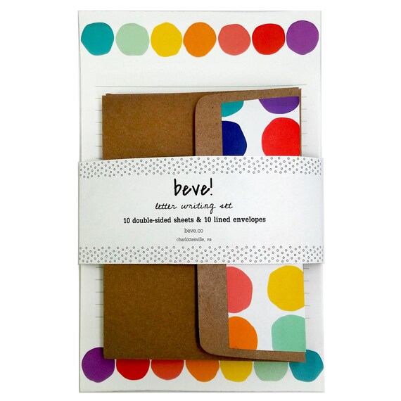 Stationery Set in Rainbow Rainbow Dot Letter Writing Set | Etsy