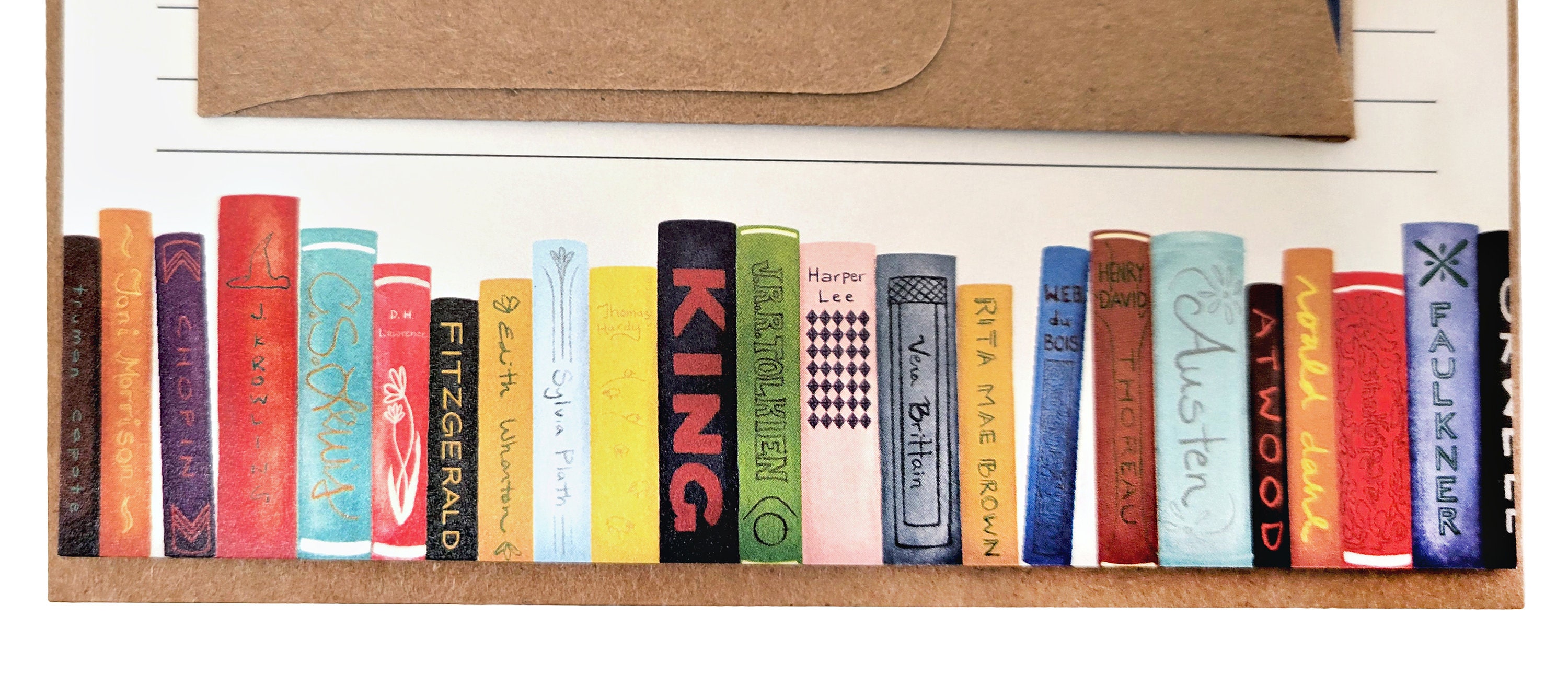 Bookshelf Letter Set, Book Writing Stationery, Library Shelf, Lined ...