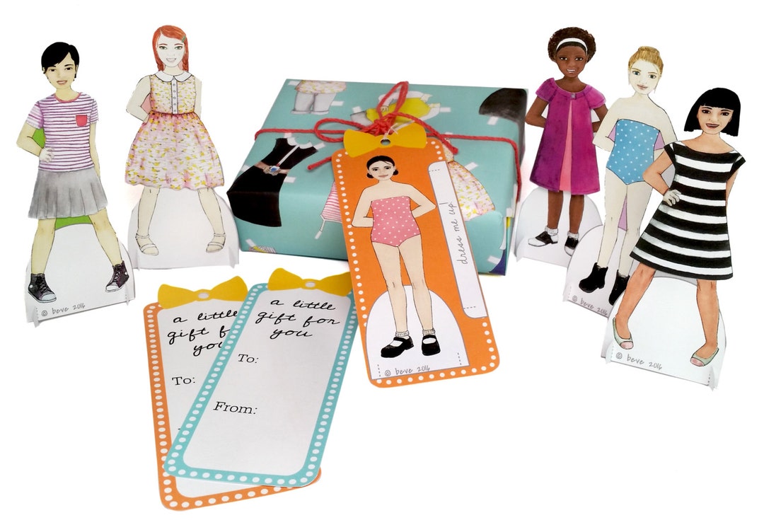 Paper Doll Gift Tags - Set of 6 Different Girls - Little Girl Birthday ...