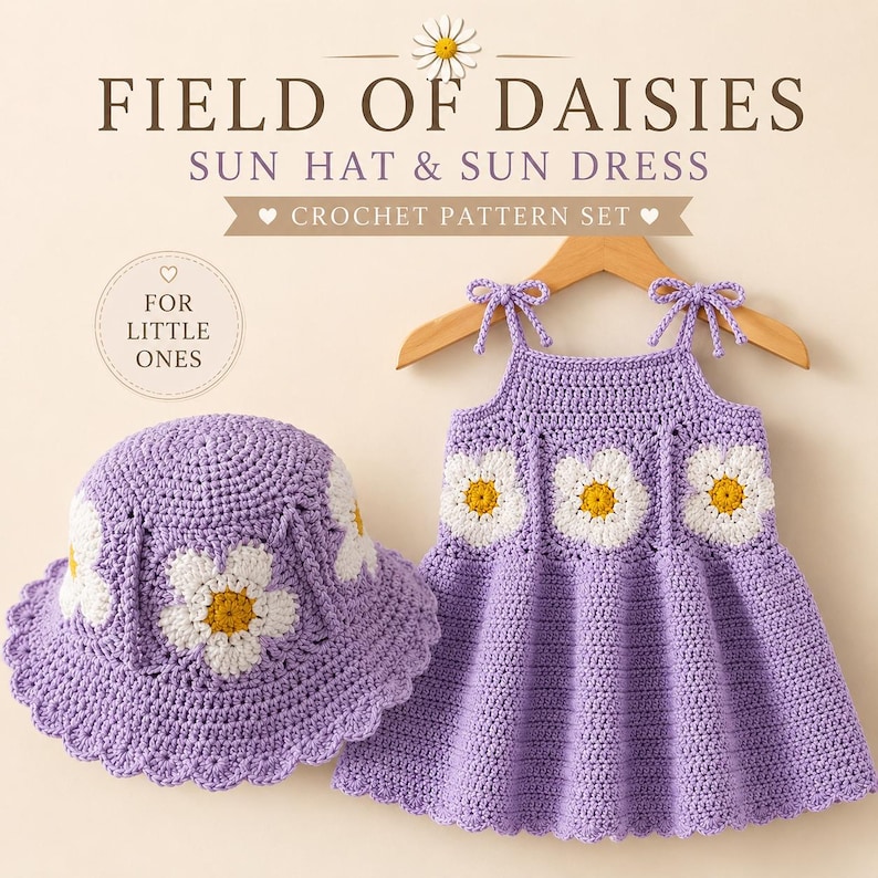 Crochet Daisy Sun Hat and Sundress Pattern Set (PDF) - Etsy Australia