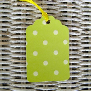 10 Green Polka Dot Gift Tags - Yellow Ties-set of 10 - 2 X 3 1/4 Inches ...