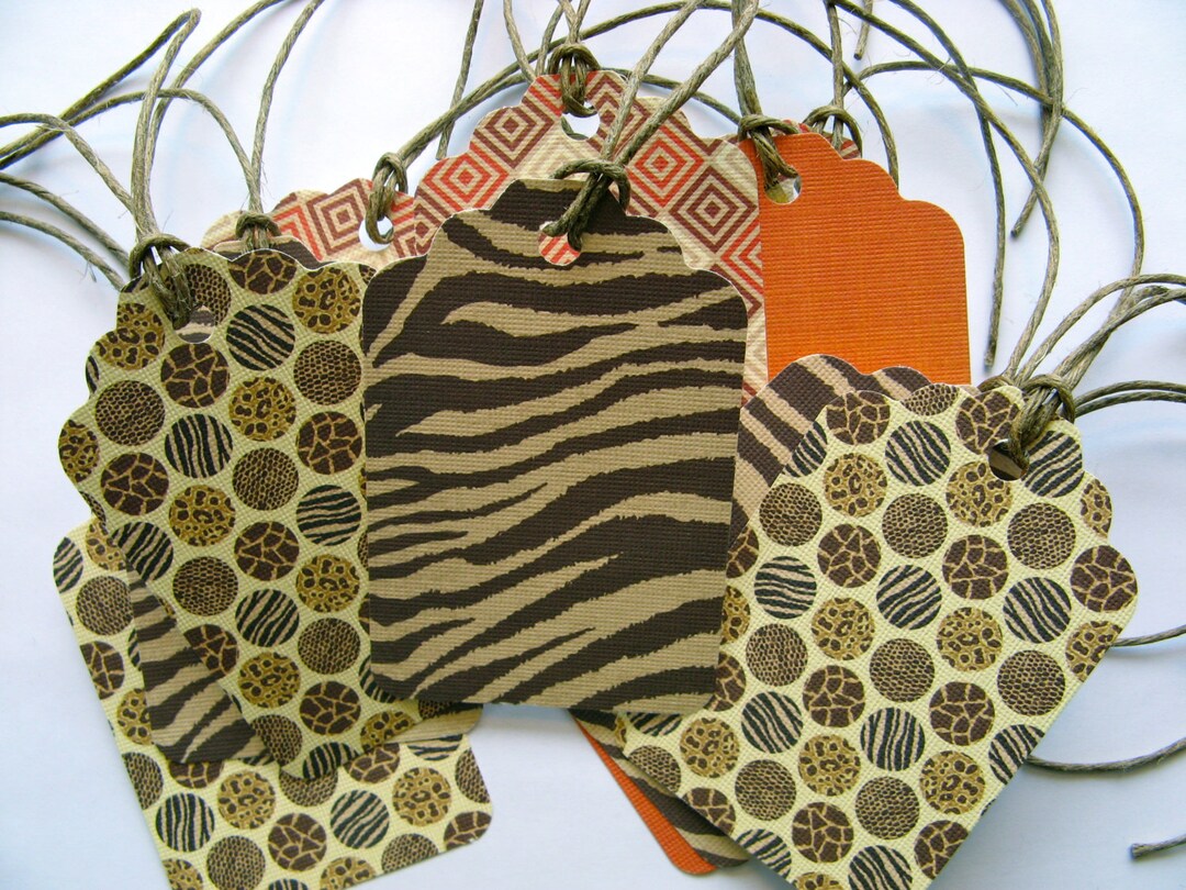 Safari Gift Tags - Set of 12, Assorted Patterns and Colors, Blank on ...