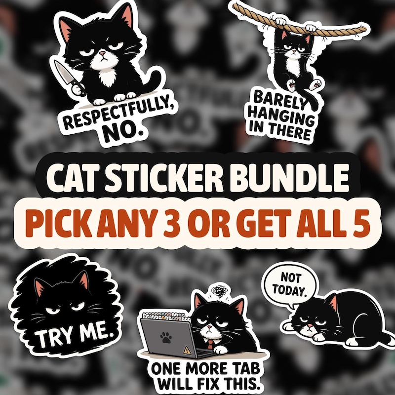 Funny Black Cat Stickers - Etsy