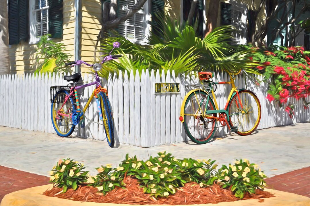 Vintage Key West Bikes Photograph, Retro Art Print, Nostalgic Wall ...
