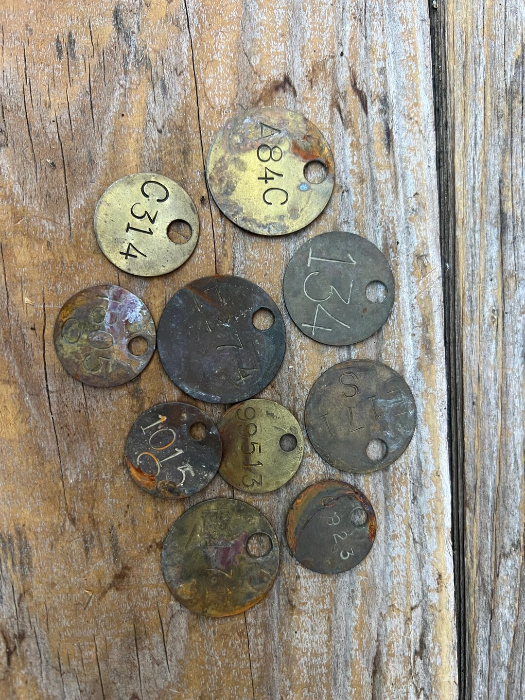 Ten Brass Number Tags , Number Tags, Metal Art Materials, Metal With ...
