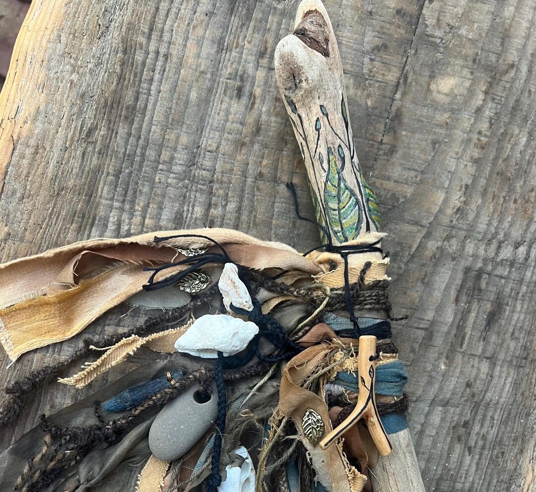Forester Driftwood Talking Stick, Spiritual Tool,fabric Wrapped Talking ...