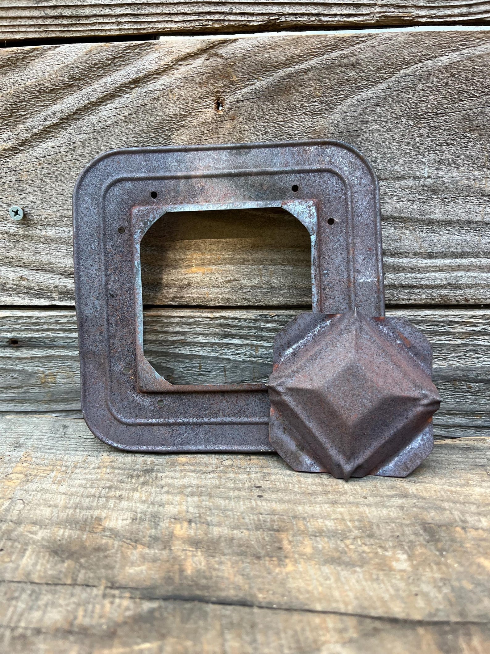 Rusty Metal Lid , Rusty Square Lid , Recycled Metal , Assemblage ...