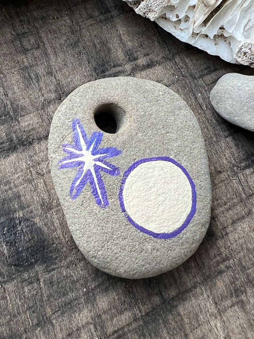 California Hag Stone, Painted Hag Stone, Moon Art, Adder Stones, Fairy ...