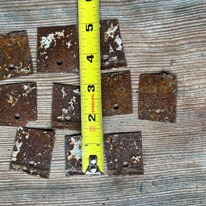 Ten Rusty Metal Tags With Holes, Small Rectangle Rusty Metal, Hand Cut ...