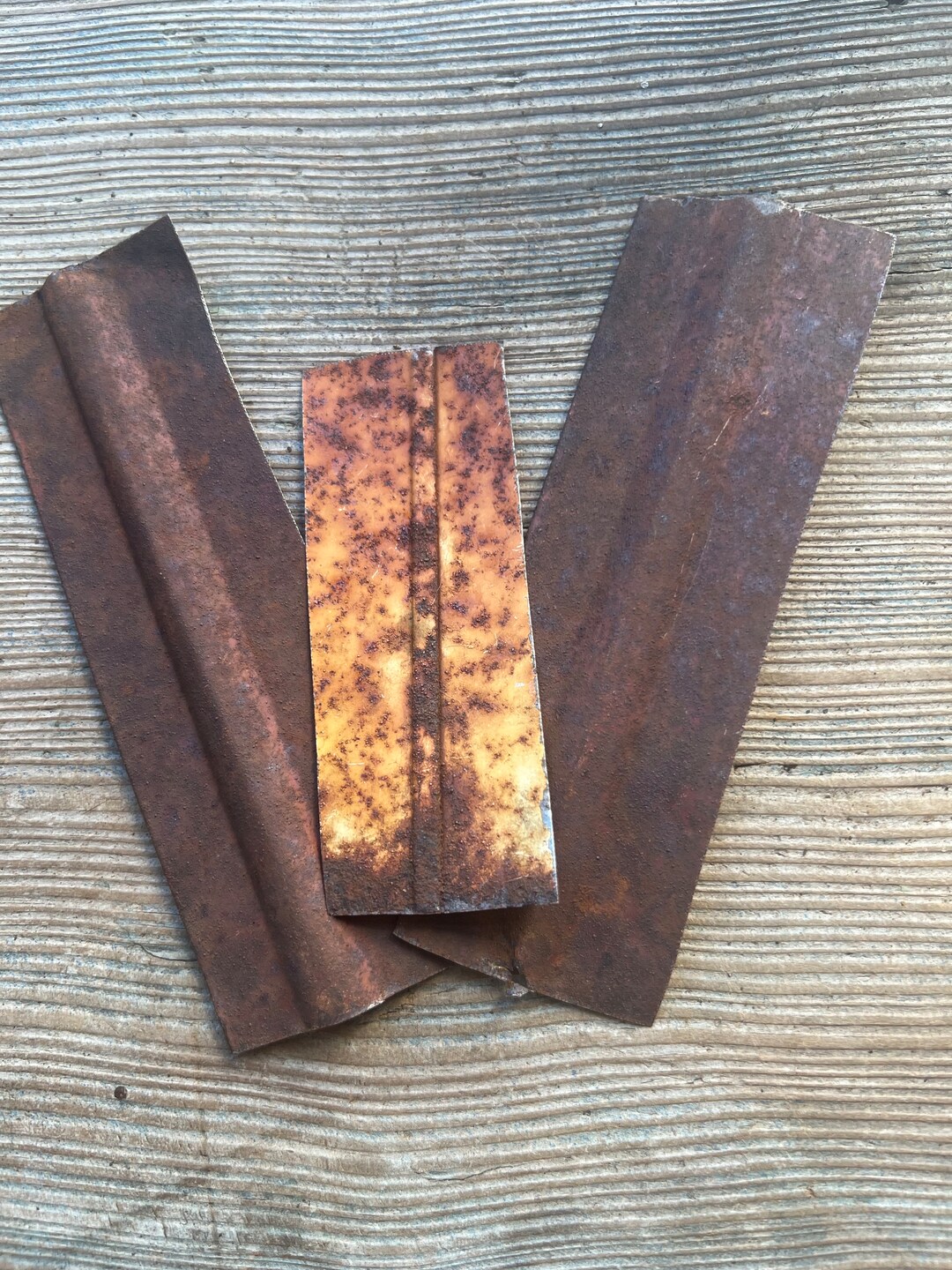 Three Rusty Metal Pieces Cut Painted Rusted Metal Metal Art - Etsy
