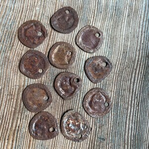 Ten Hammered Rusty Bottle Caps, Bottle Caps With Holes, , Rusty Caps ...