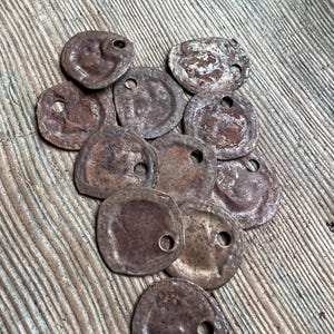 Ten Hammered Rusty Bottle Caps, Bottle Caps With Holes, , Rusty Caps ...