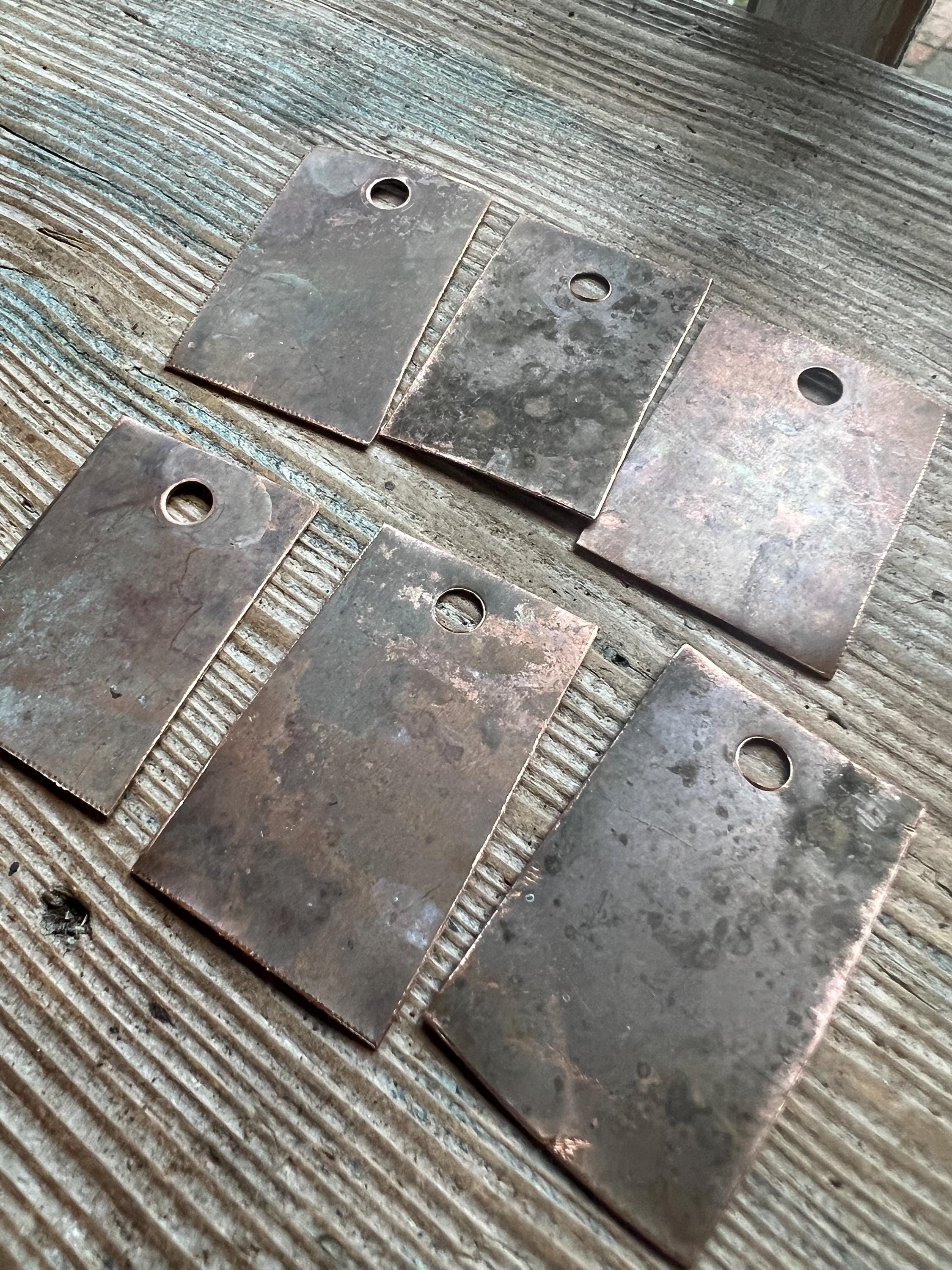 Six Copper Tags With Holes, Small Rectangle Copper Pieces, Hand Cut ...