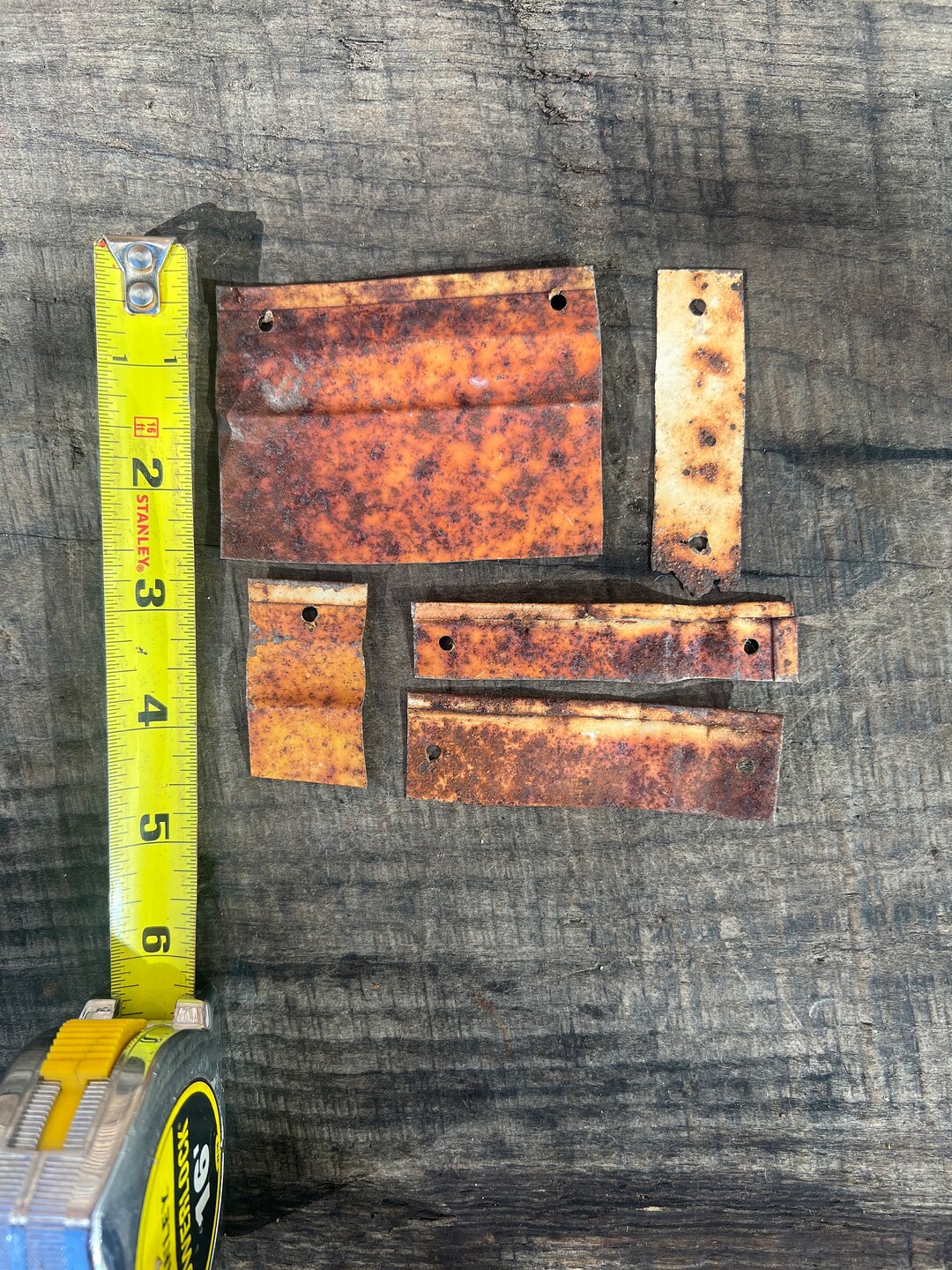 Five Rusty Metal Pieces, Cut Factory Painted Rusted Metal , Metal Art ...