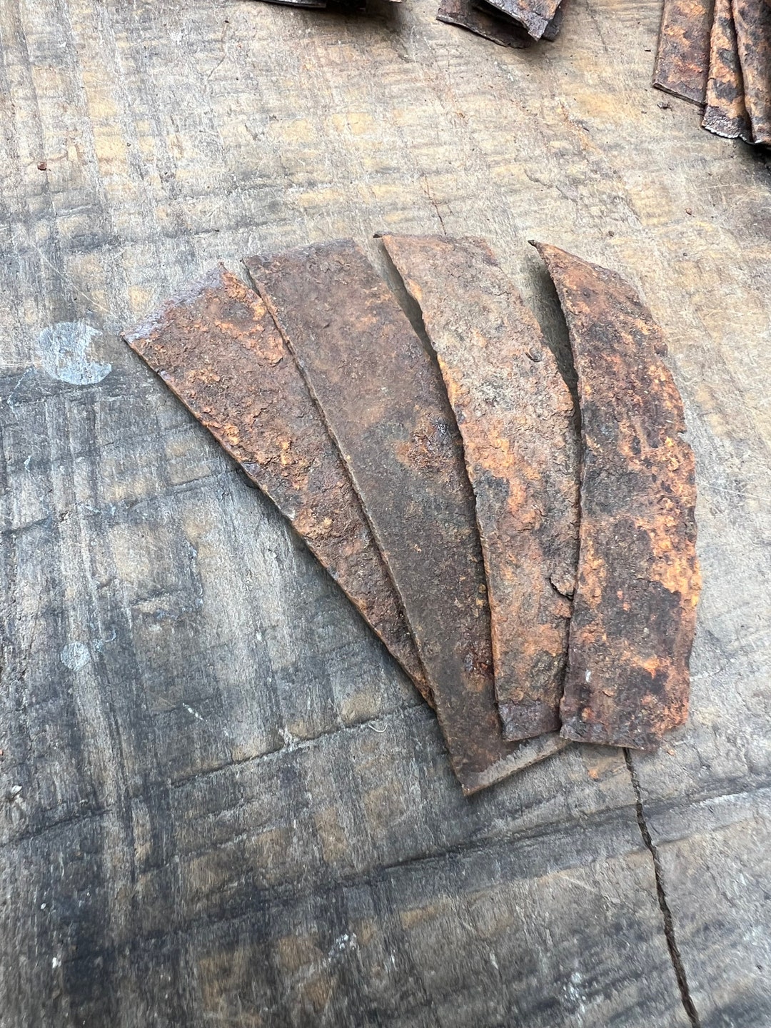 Four Rusty Metal Strap, Rusty Metal Pieces , Metal Art Materials ...