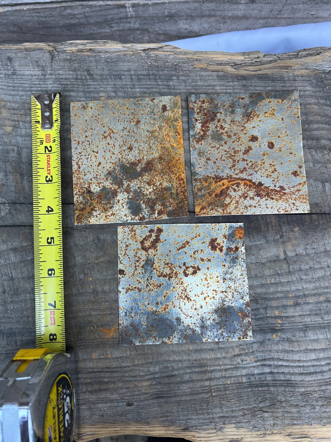 3.25x 3.75 ONE Rusty Shiny Metal, One Piece , Thin Metal Tin Square ...
