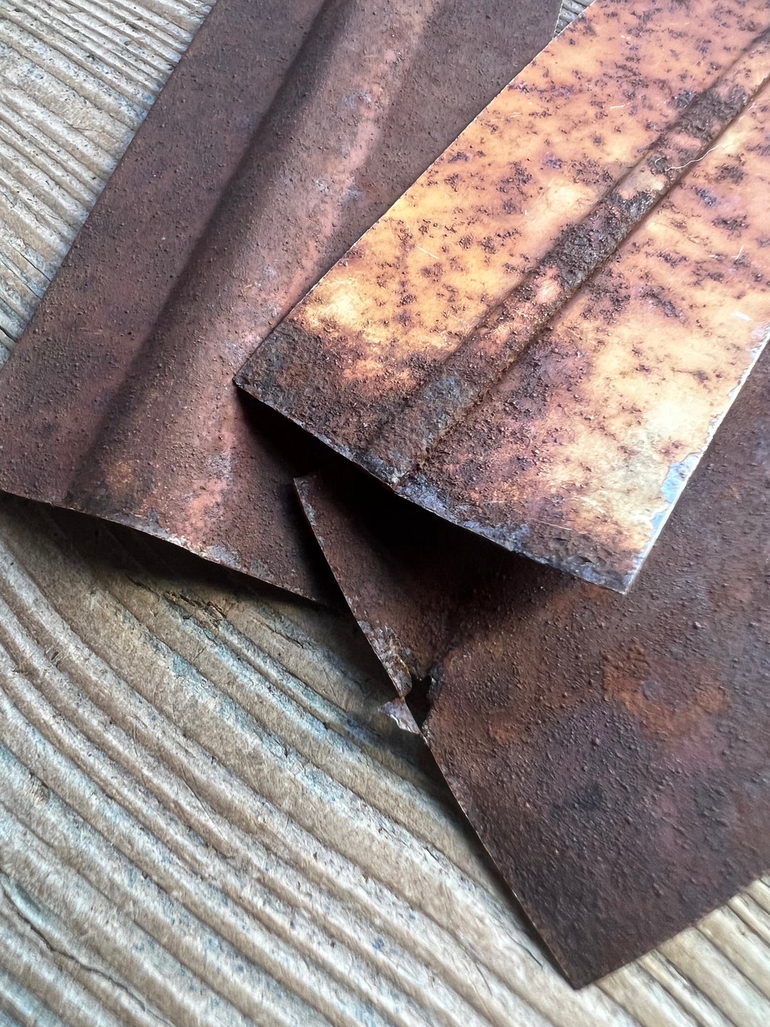 Three Rusty Metal Pieces, Cut Painted Rusted Metal , Metal Art ...