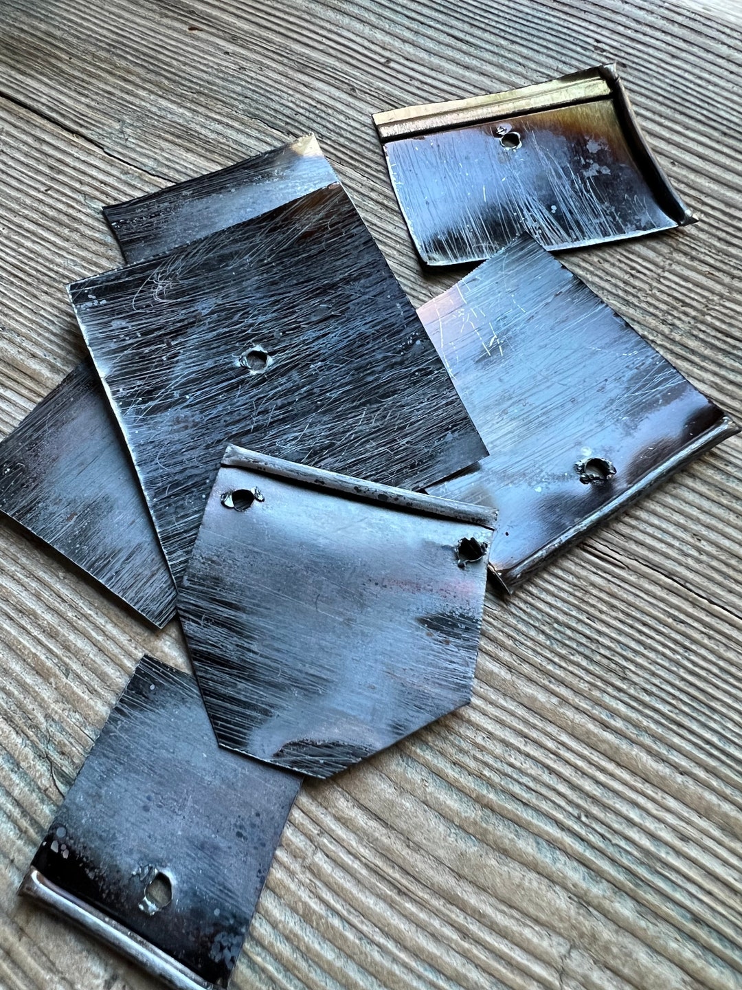 Seven Metal Pieces, Cut Vintage Tin, Torched Metal, Old Metal Pieces ...
