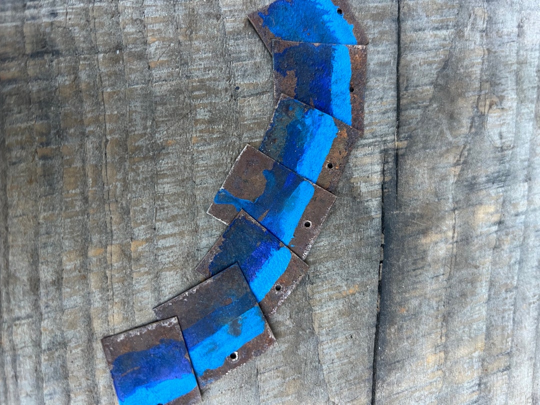 Painted Rusty Blue Metal Pieces, Assemblage Art Supply, Rusted Metal ...