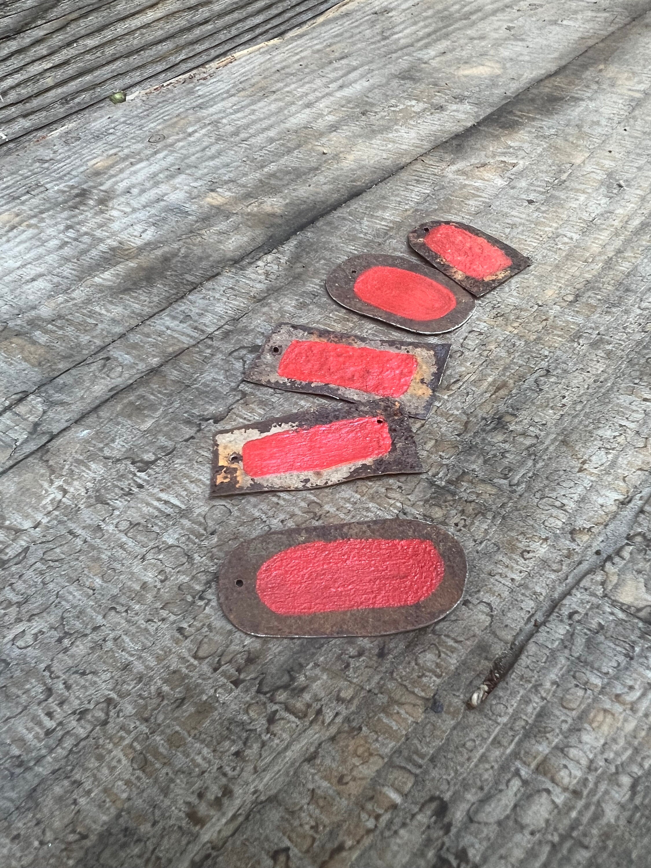 Painted Rusty Red Metal Pieces, Assemblage Art Supply, Rusted Metal Art ...