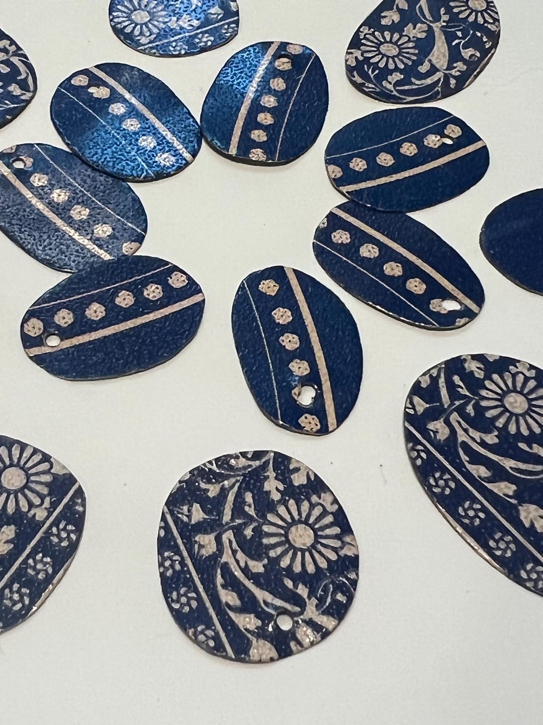 Fifteen Blue Metal Pieces, Cut Vintage Metal, Recycled Metal Art ...