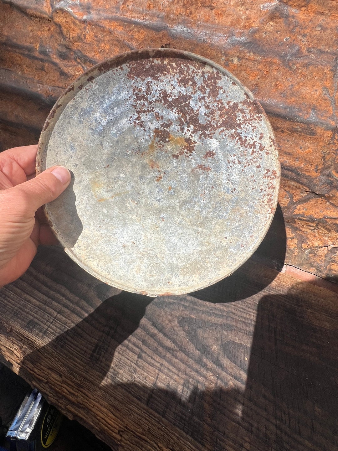 Rusty Metal Disc, Old Galvanized Metal Circle, Rusty Metal Pail Bottom ...