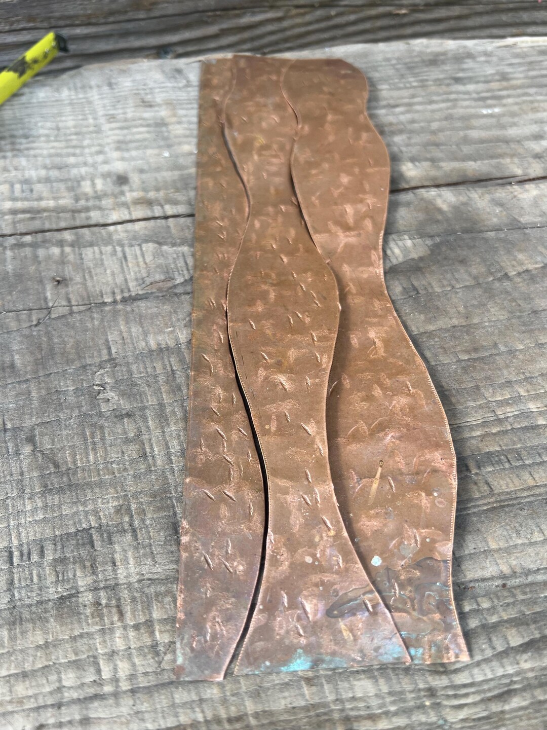 Aged Curvy Hammered Patina Copper Pieces , Copper Art Material ...