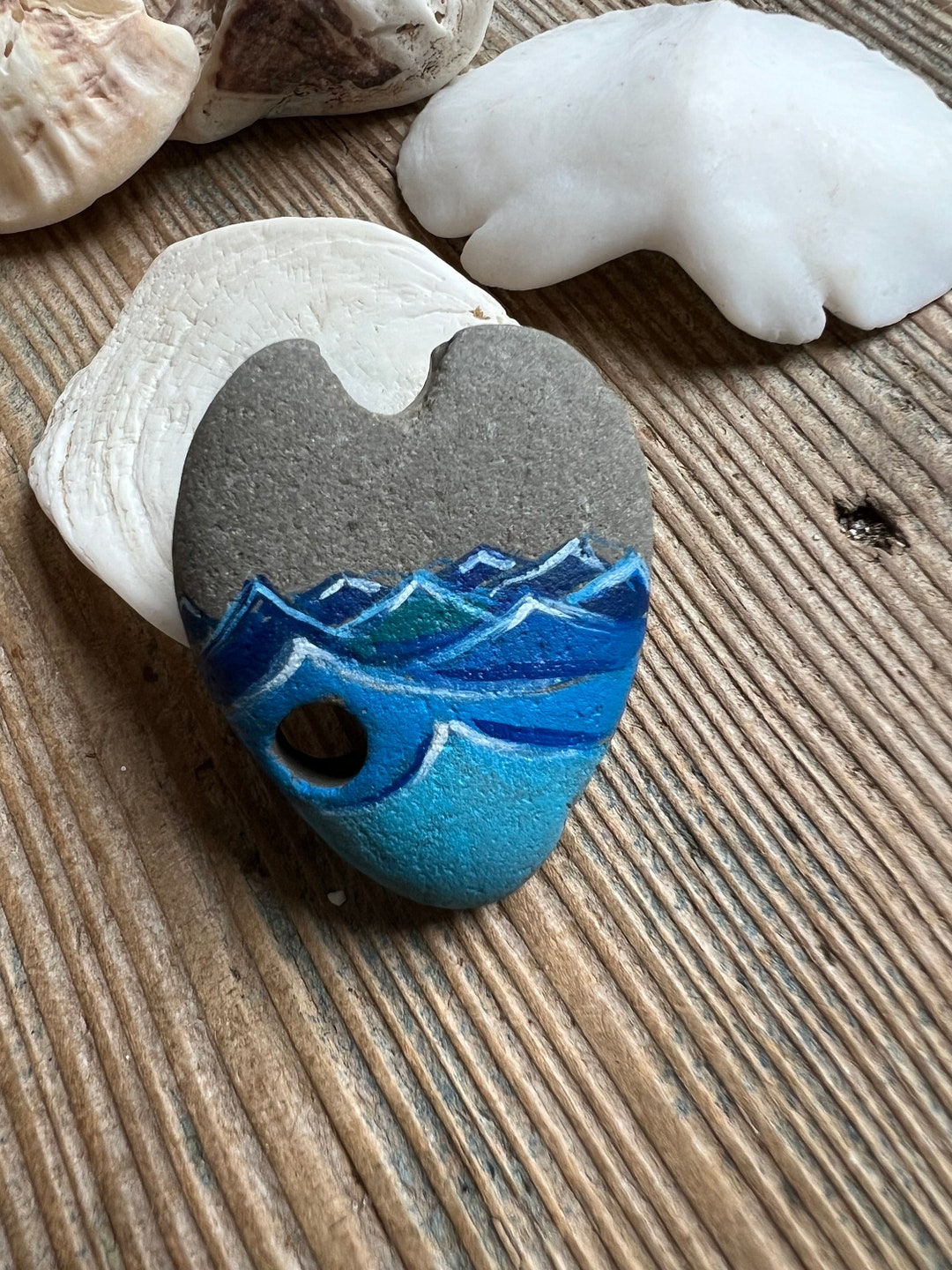 Ocean Love Stone,water Hag Stone, Painted Beach Stone, Adder Stones ...
