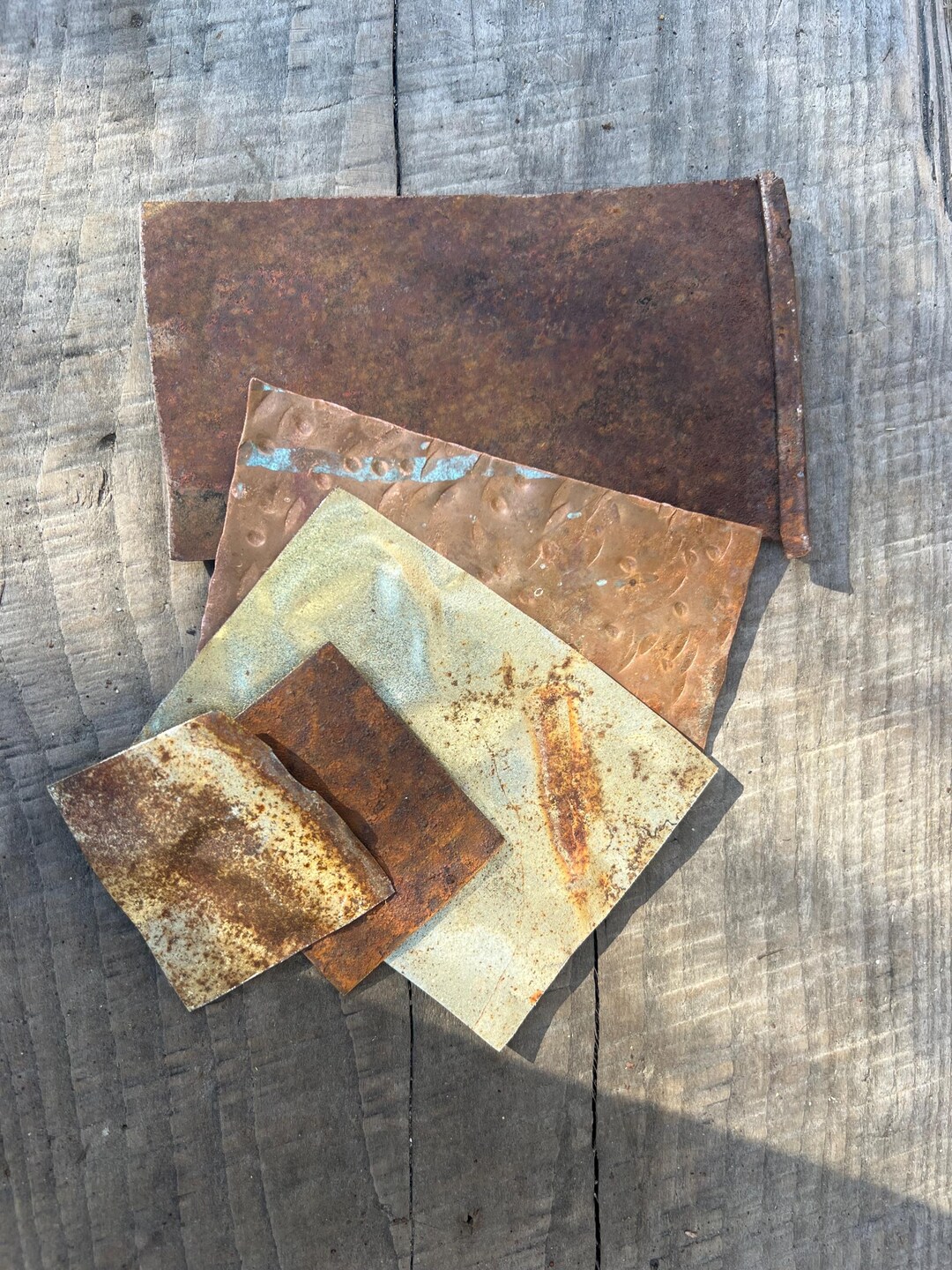 Metal Variety Pack, Metal Art Supplies , Hammered Patina Copper Pieces ...