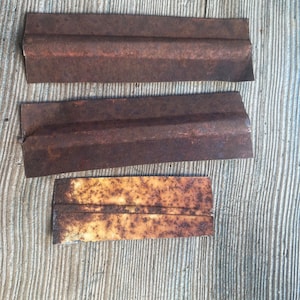 Three Rusty Metal Pieces, Cut Painted Rusted Metal , Metal Art ...