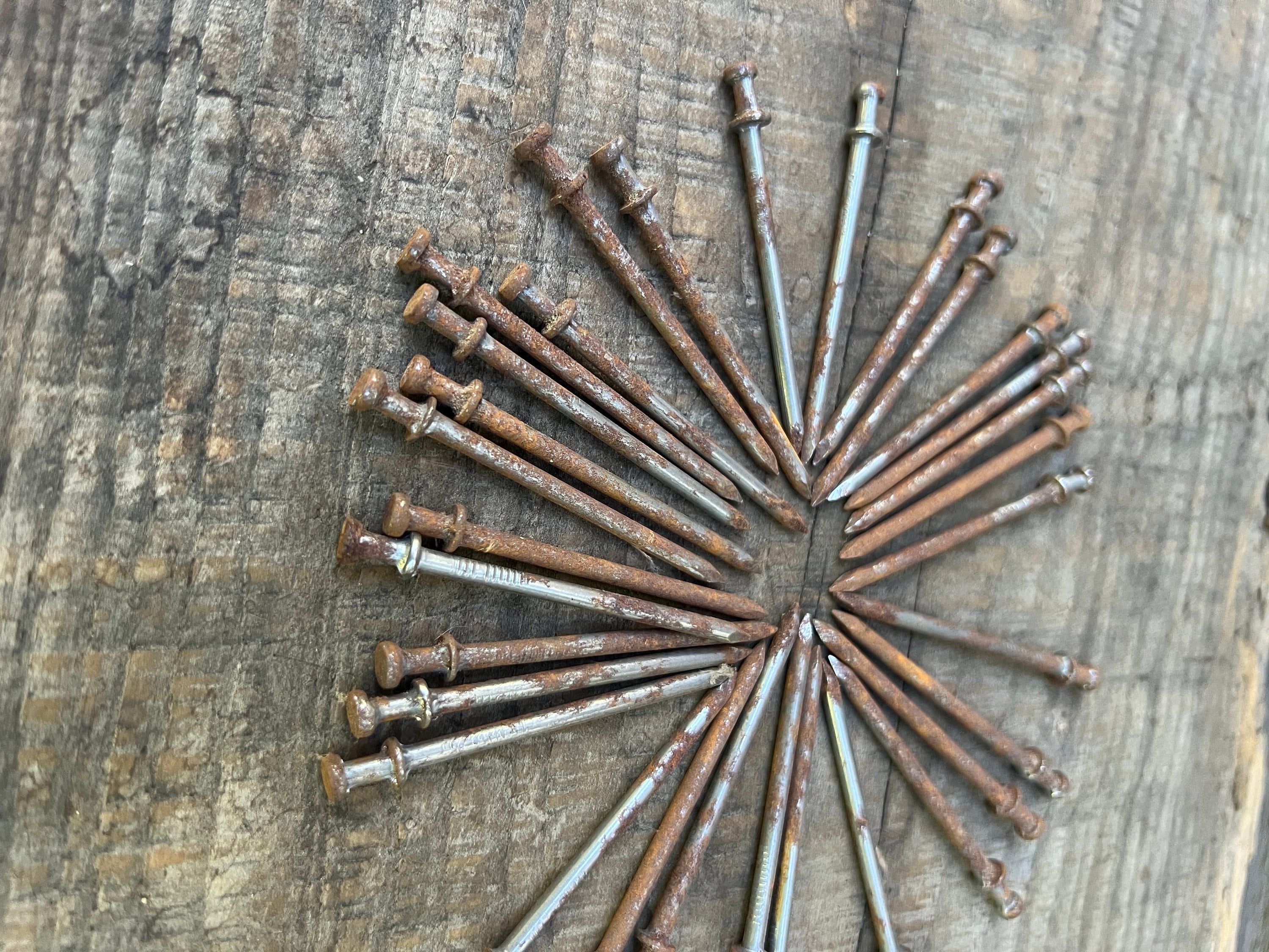 30 Pull Out Double Headed Construction Nails, 2 1/2” Rusty Nails, Nails ...