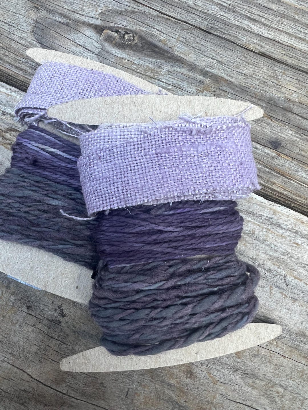 Naturally Log Wood Dyed Purple Ribbon and Fiber Pack, Naturally Dyed ...