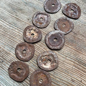 Ten Hammered Rusty Bottle Caps With Holes, Center Punched Bottle Caps ...