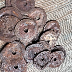 Ten Hammered Rusty Bottle Caps With Holes, Center Punched Bottle Caps ...