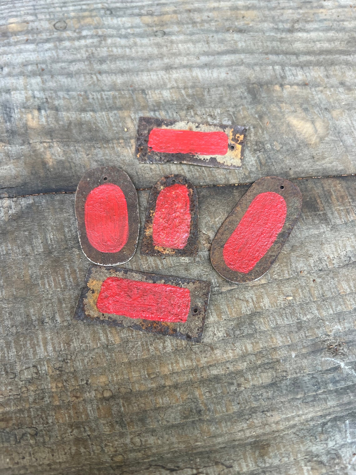 Painted Rusty Red Metal Pieces, Assemblage Art Supply, Rusted Metal Art ...