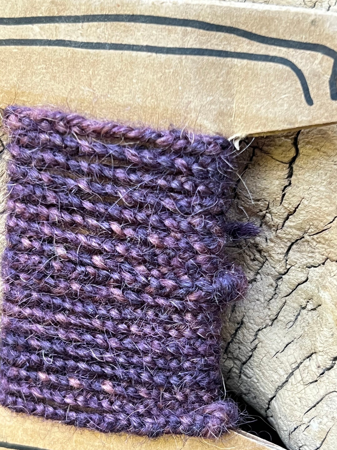 Two Naturally Dyed Dark Purple Braided Wool Yarn, Braided Logwood Wool ...