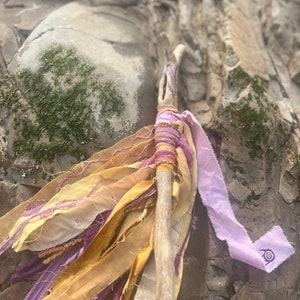 Forked Driftwood Talking Stick, Fabric Wrapped Ritual Wand, Sage - Etsy