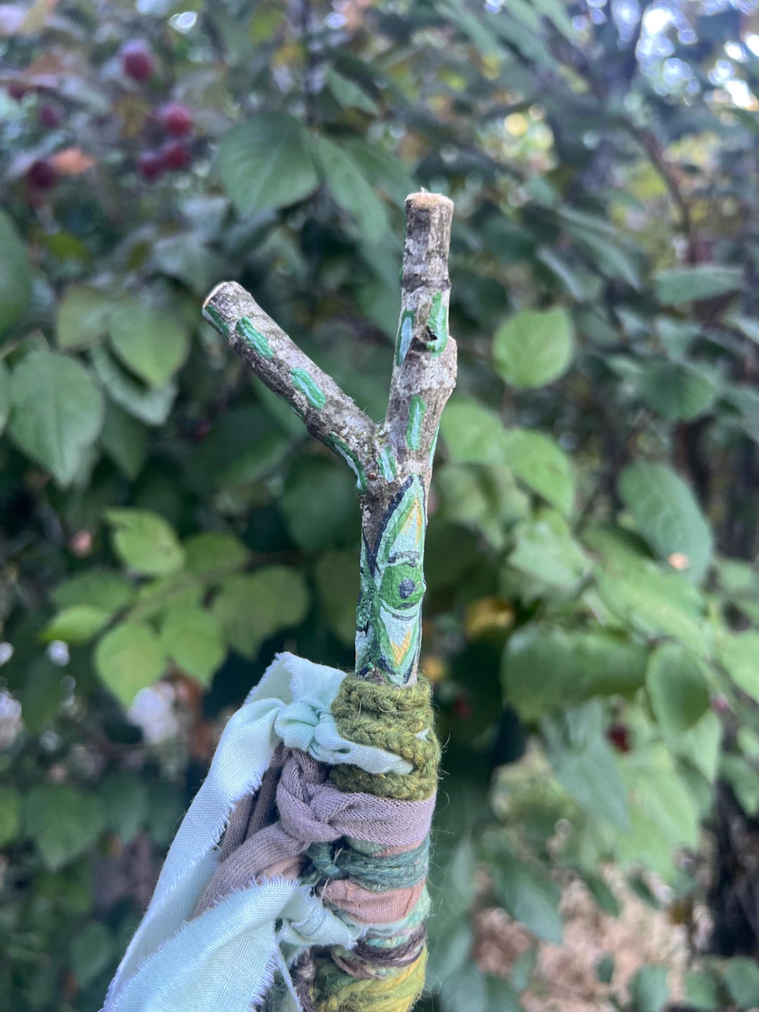 Forked Painted Third Eye Oak Talking Stick, Meditation Tool, Ritual ...