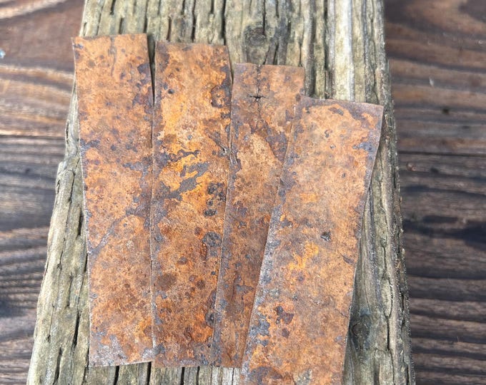 Four Hammered Rusty Metal Pieces, Cut Painted Rusted Metal , Metal Art ...