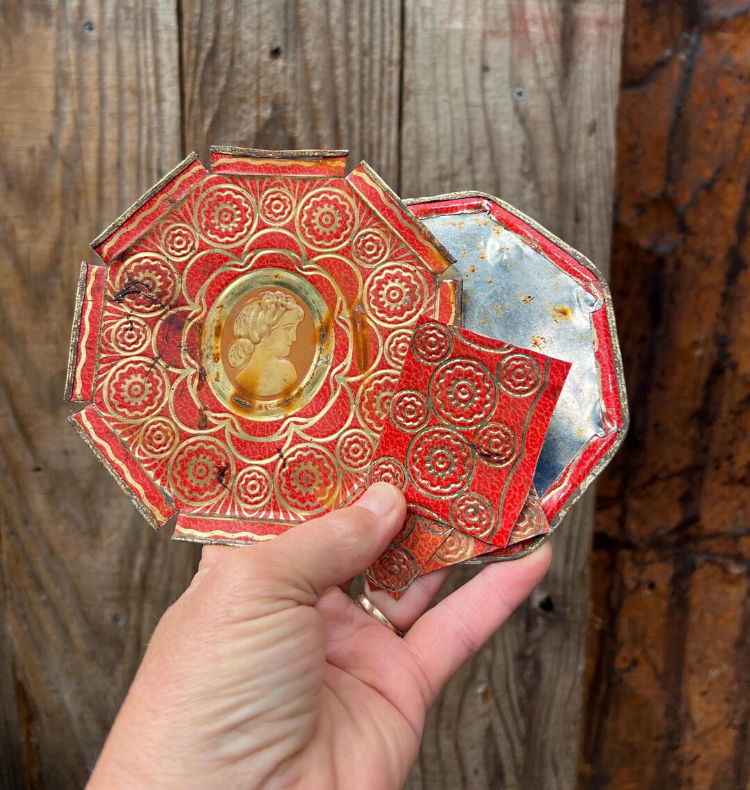 5 Red Metal Pieces, Cut Rusty Tin, Vintage Red Tin, Metal Supplies ...