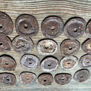 Ten Hammered Rusty Bottle Caps With Holes, Center Punched Bottle Caps ...