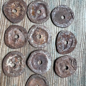Ten Hammered Rusty Bottle Caps With Holes, Center Punched Bottle Caps ...